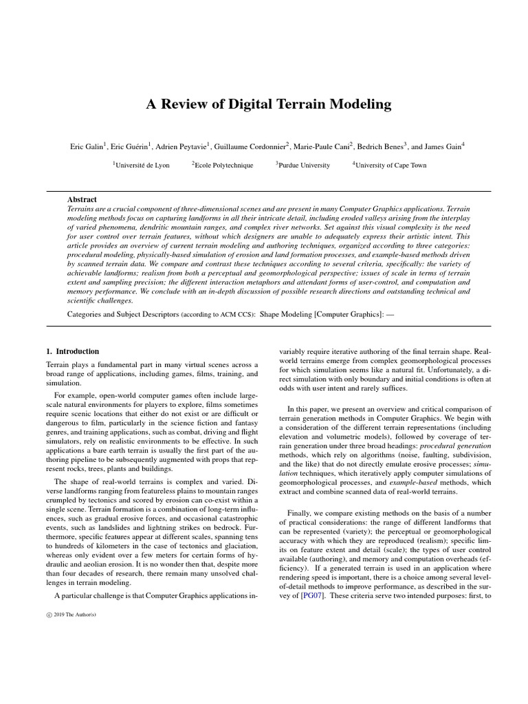 A Review Of Digital Terrain Modeling Pdf Voxel Simulation