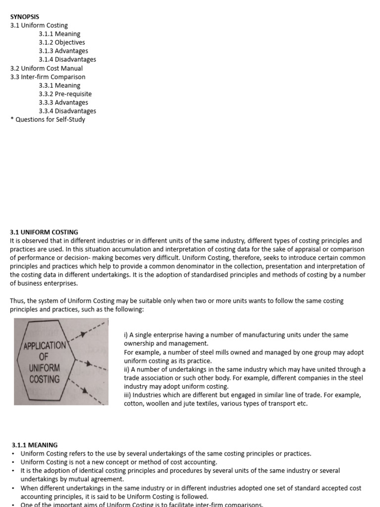 Ch. 3 Uniform Costing and Inter-Firm Comparison | PDF | Cost Accounting ...