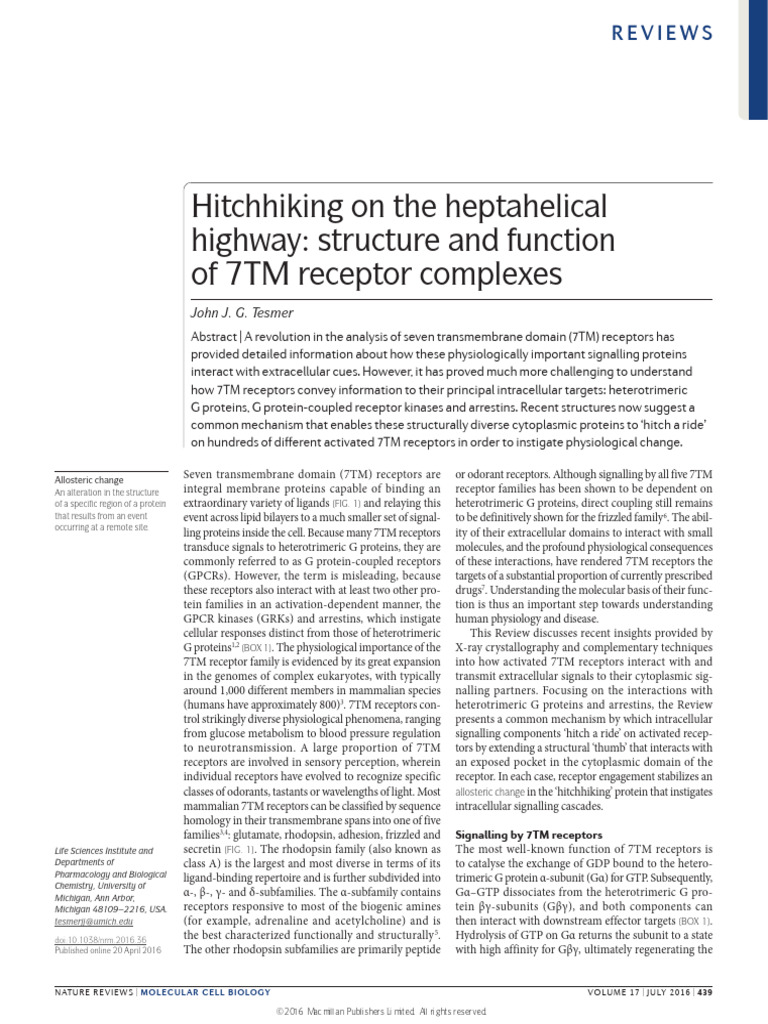 7 TM Receptor - Review - Aula 1 | PDF | Cell Signaling | Signal ...
