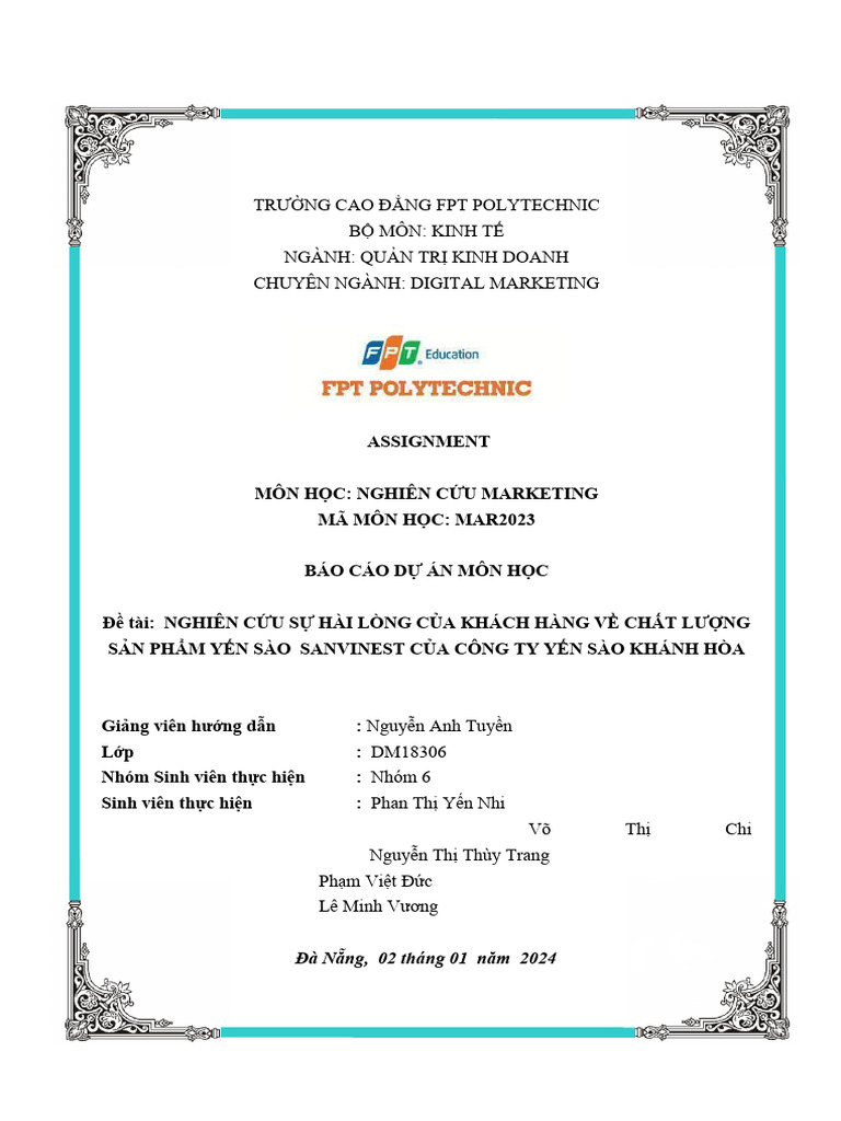 Asm Nghiên Cứu Mkt - Nhóm 6 Cuối Môn | PDF