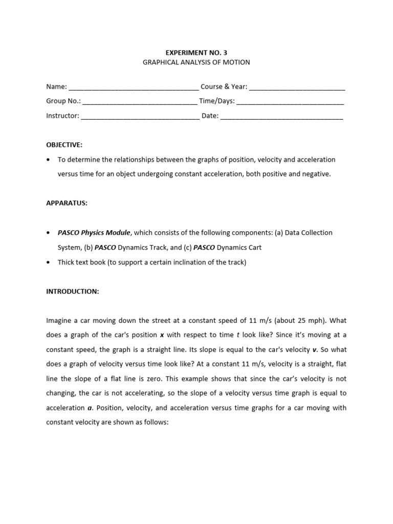 Graphical Analysis of Motion Lab | PDF | Acceleration | Velocity