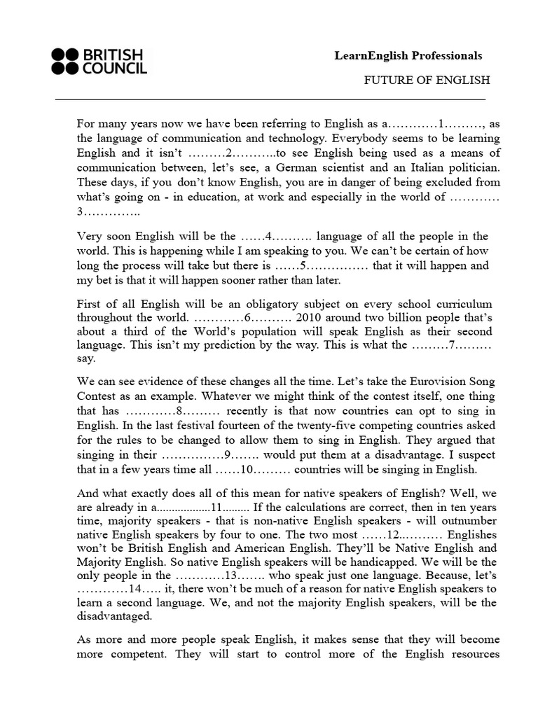 Future of English | PDF | English Language | Human Communication