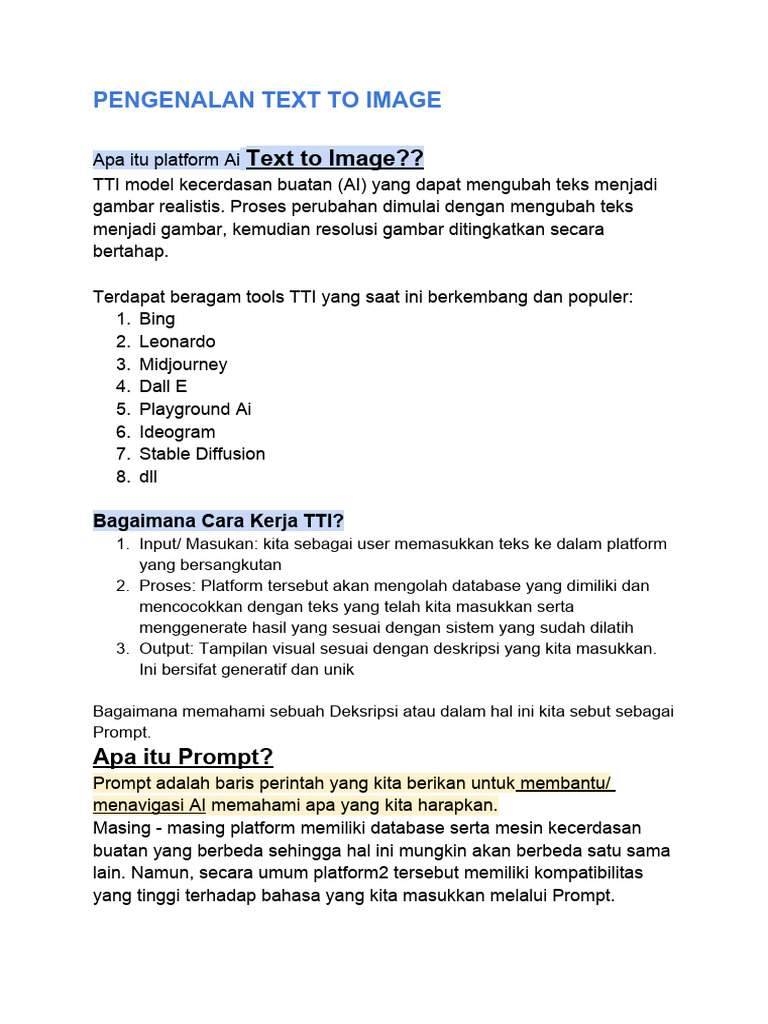 Pengenalan Text To Image | PDF