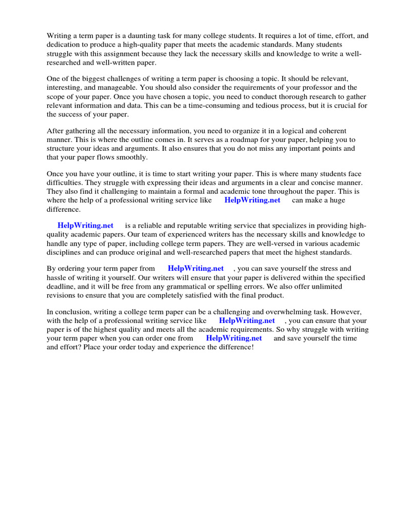 Guidelines Writing College Term Paper | PDF | Citation | Apa Style