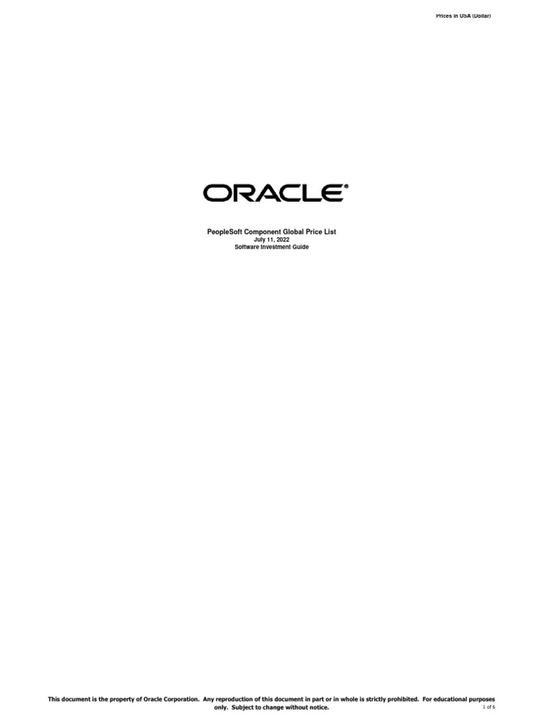 Peoplesoft Price List 070612 | PDF | Oracle Corporation | Databases