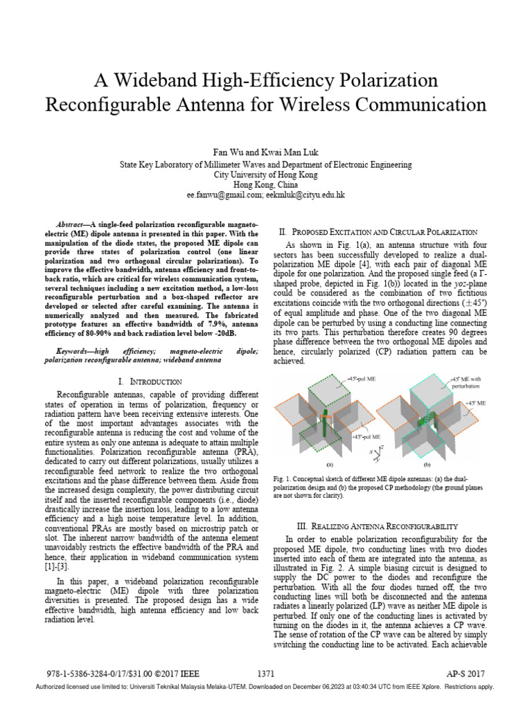 A Wideband High-Efficiency Polarization Reconfigurable Antenna For ... A Wideband High-Efficiency Polarization Reconfigurable Antenna For ...