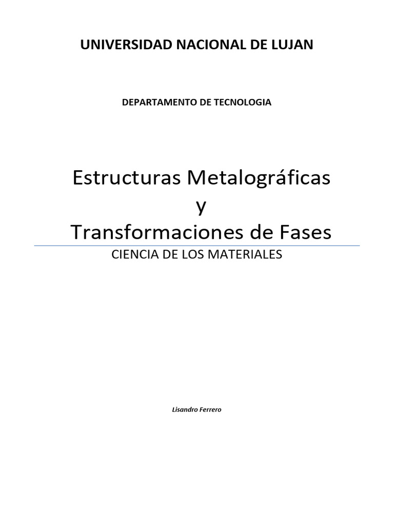 03 Estructuras Metalograficas y Transformaciones de Fases | Descargar gratis PDF | Tratamiento a ...