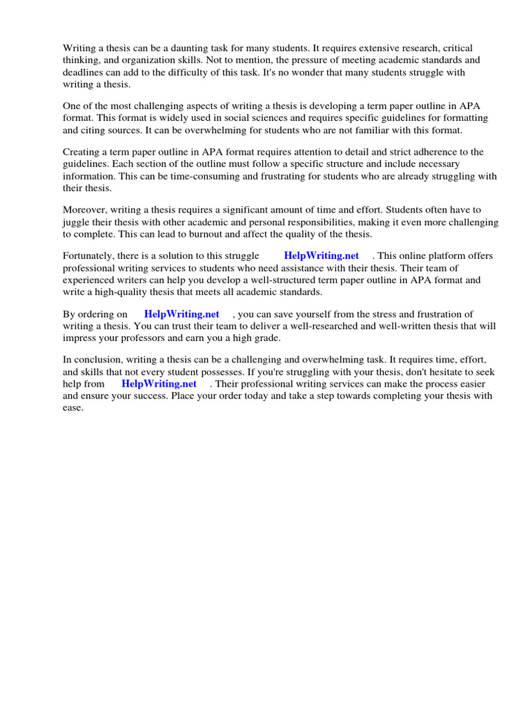 Term Paper Outline Format Apa | PDF | Apa Style | Academic Publishing