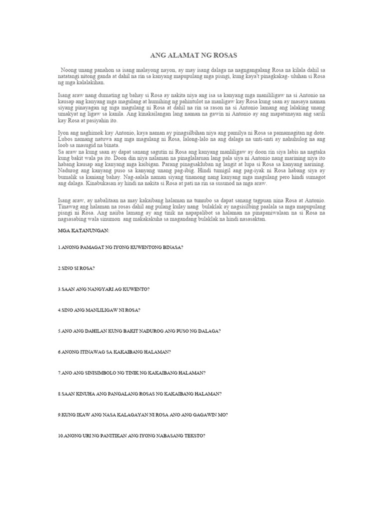 Ang Alamat NG Rosas | PDF