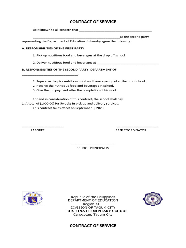 Contract Service SBFP | PDF | Justice | Crime & Violence