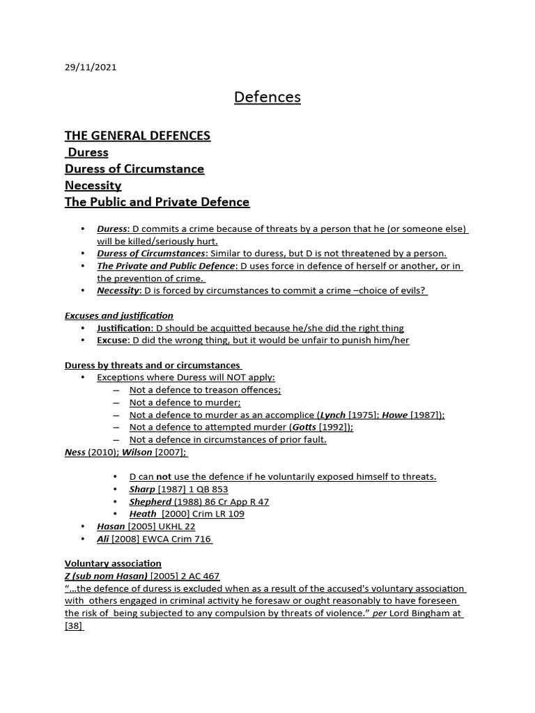 Defences Criminal Law | PDF | Justice | Crime & Violence Defences Criminal Law | PDF | Justice | Crime & Violence