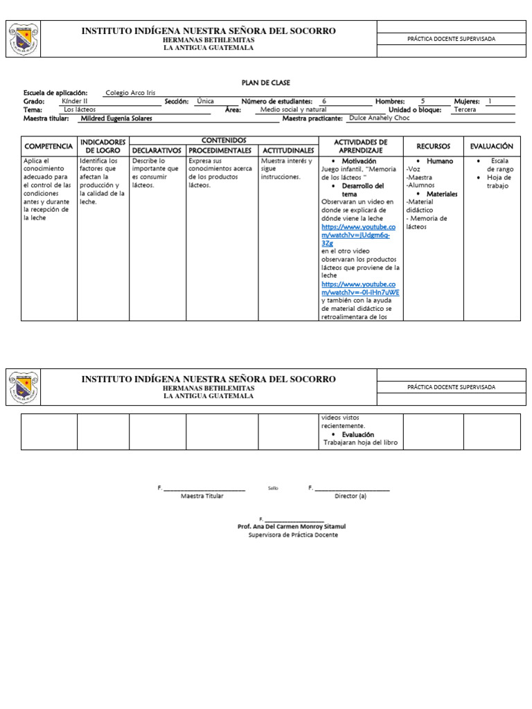 Dulce Plan 5 9 Dejunio | PDF | Educación de la primera infancia | Evaluación