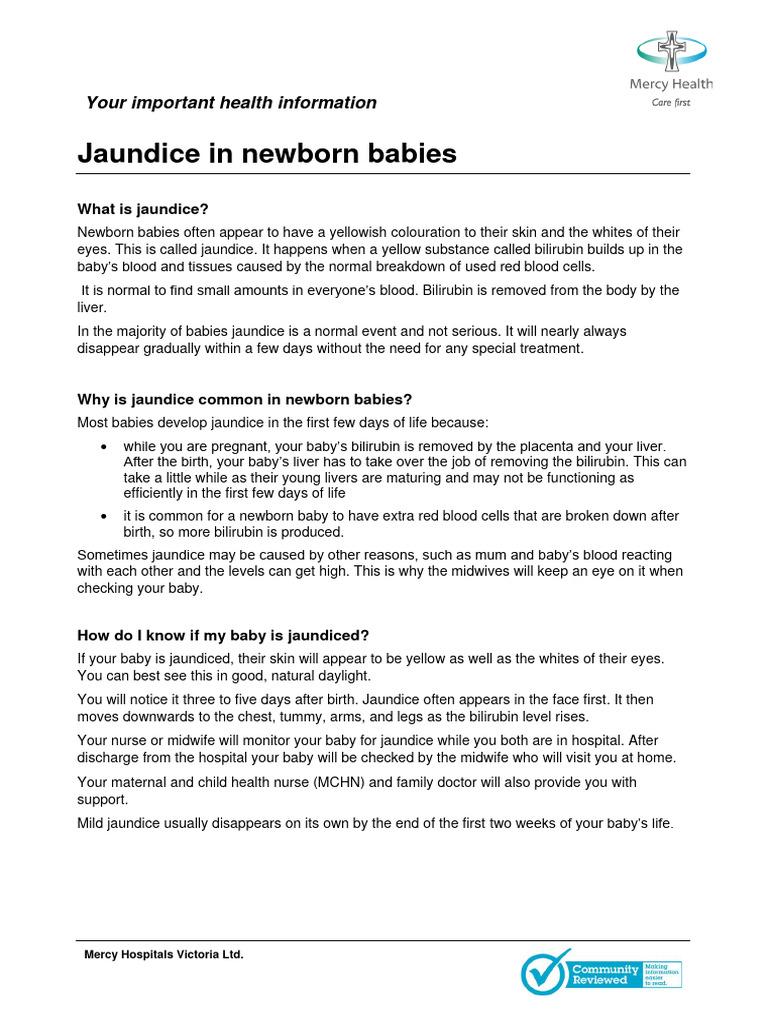 PATIENT-INFORMATION-MHVL-Jaundice-in-newborn-babies-1 | PDF | Midwifery | Infants