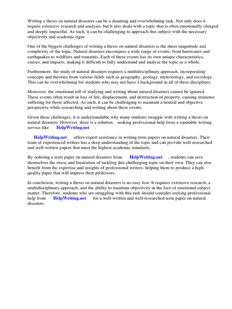 Natural Disasters Term Paper | Download Free PDF | Natural Disasters ...