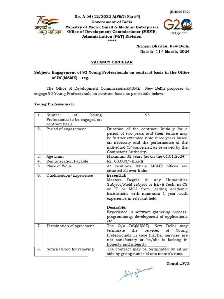 MSME Is Hiring Young Professional | PDF | Résumé