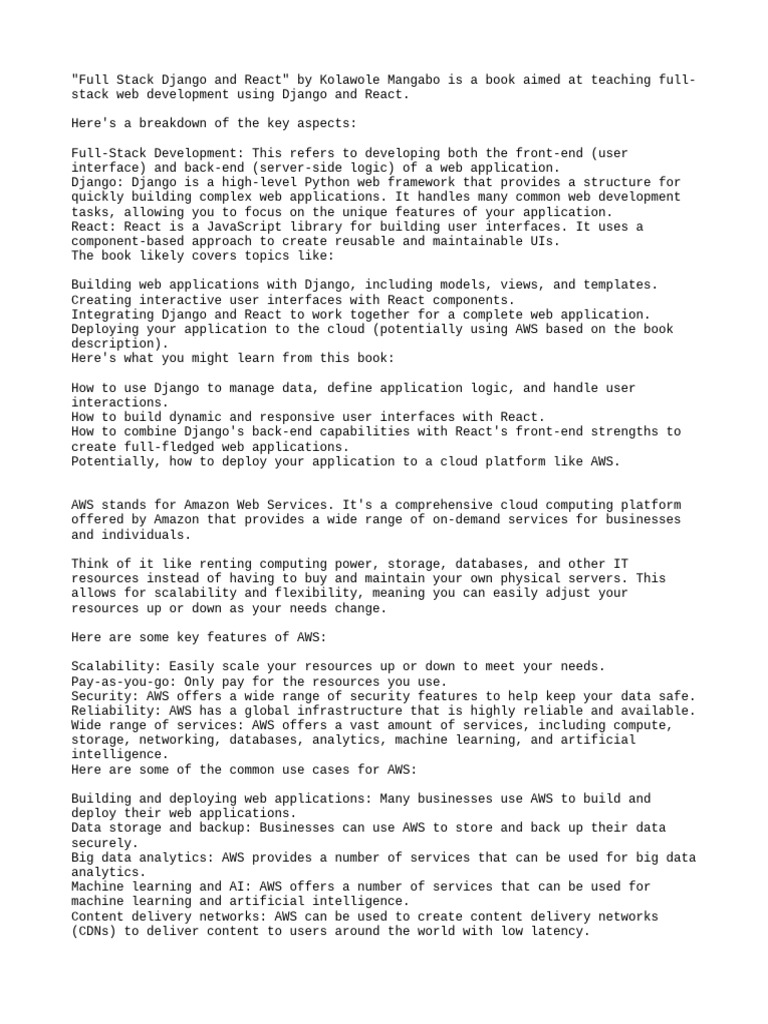 Full Stack Django and React | PDF | Web Development | Amazon Web Services