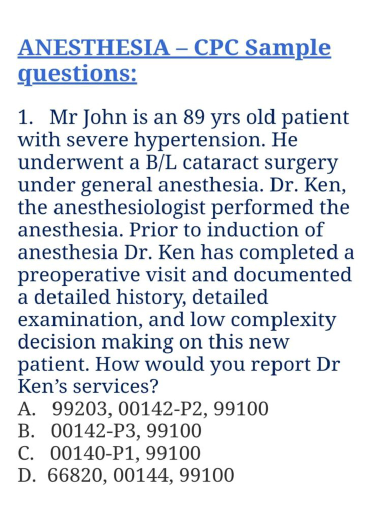 Anesthesia Practice Assesment | PDF