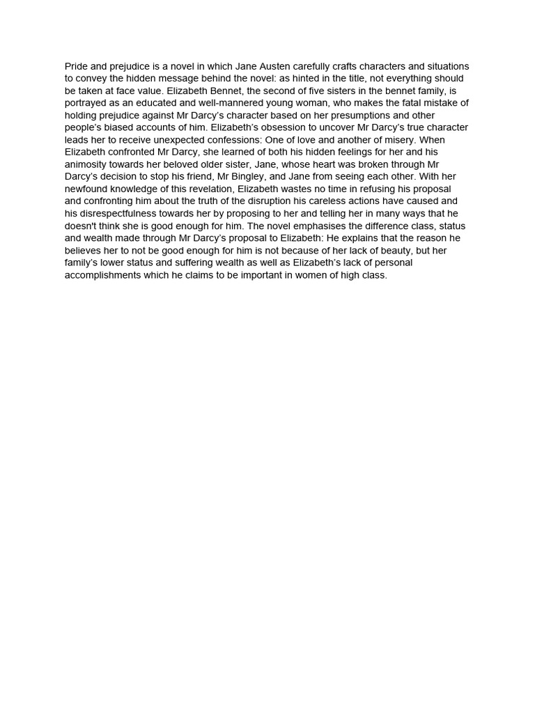 'Pride and Prejudice' Summary | PDF