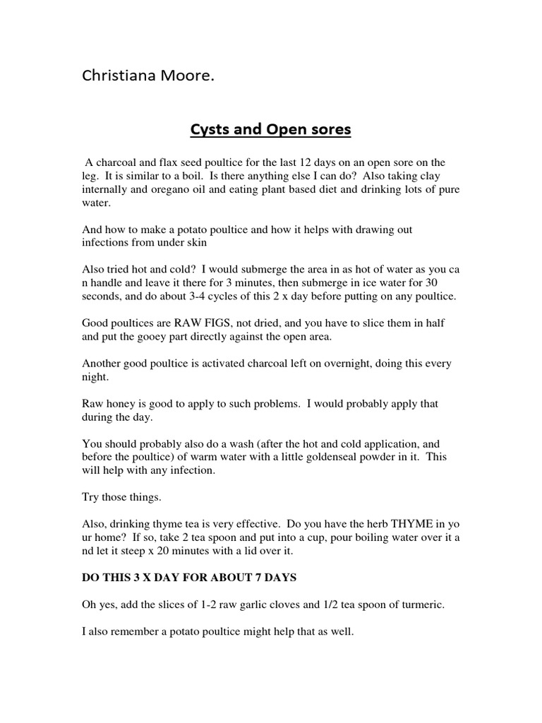 CYSTS AND OPEN SORES#1 | PDF
