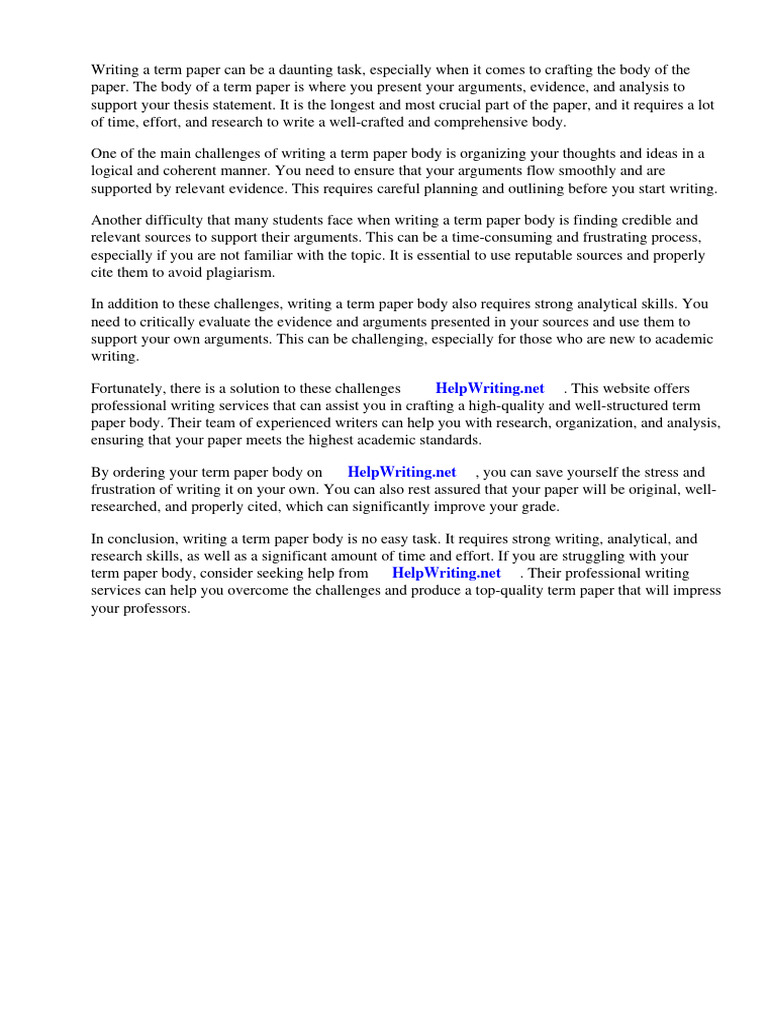 Term Paper Body | Download Free PDF | Essays | Thesis