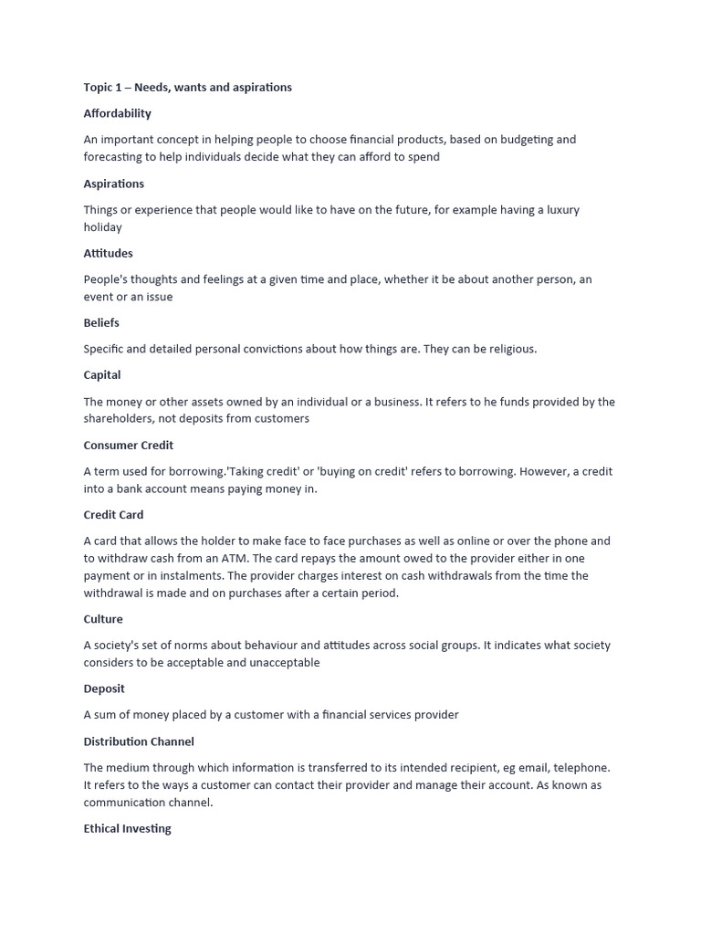 Unit 2 - Topic 1 | PDF | Loans | Credit Card