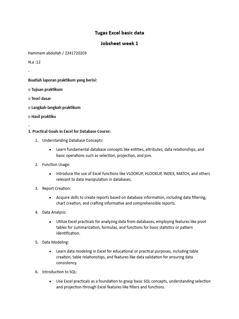 Tugas Excel Basic Data | Download Free PDF | Databases | Microsoft Excel