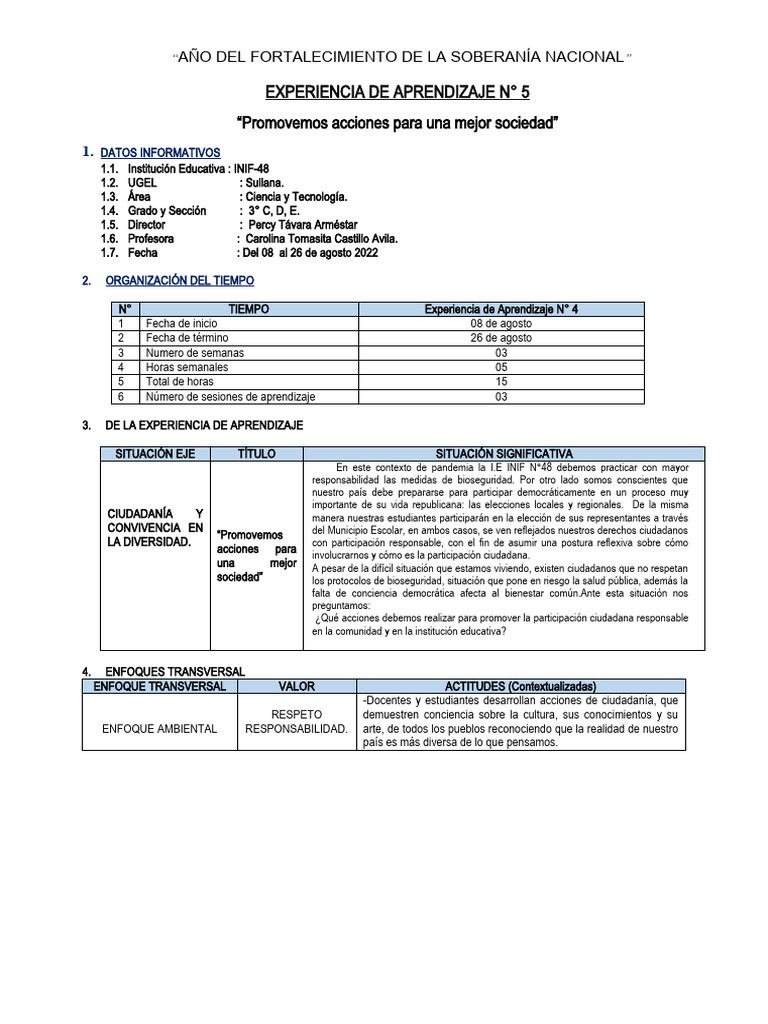 EDA 5-CyT 3° Prof. Carolina Castillo 2022 | PDF | Aprendizaje | Evaluación