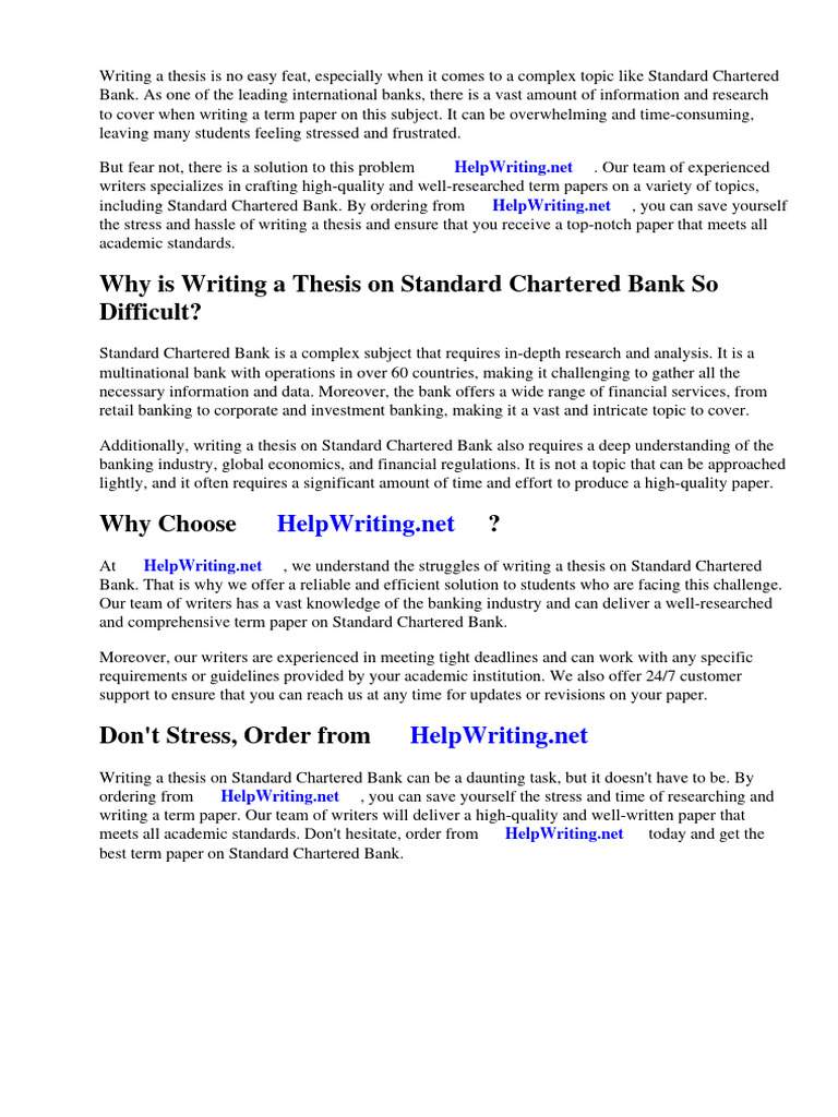 Term Paper On Standard Chartered Bank | PDF | Banks | Renminbi