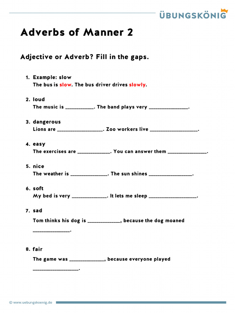Adverbs of Manner 2 | PDF
