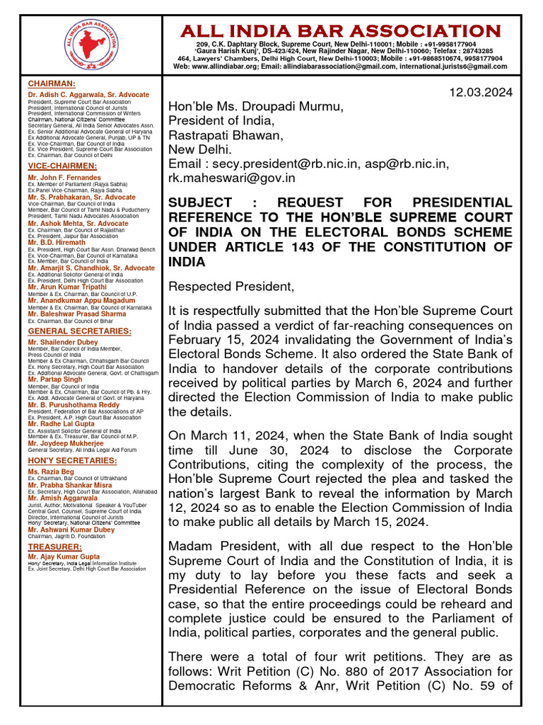 Aiba Presidential Reference 12.3.24 | PDF | Advocate | Bar Association