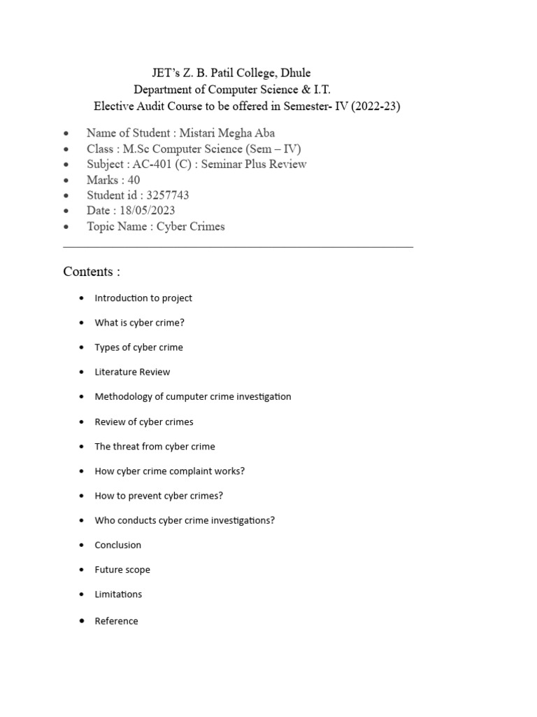 Megha | PDF | Cybercrime | Security
