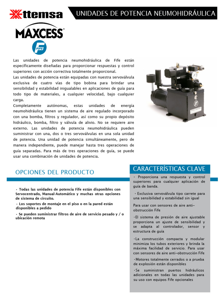 Fife Pneumohydraulic Esp Mod | PDF | Hidráulica | Tecnologías de gas