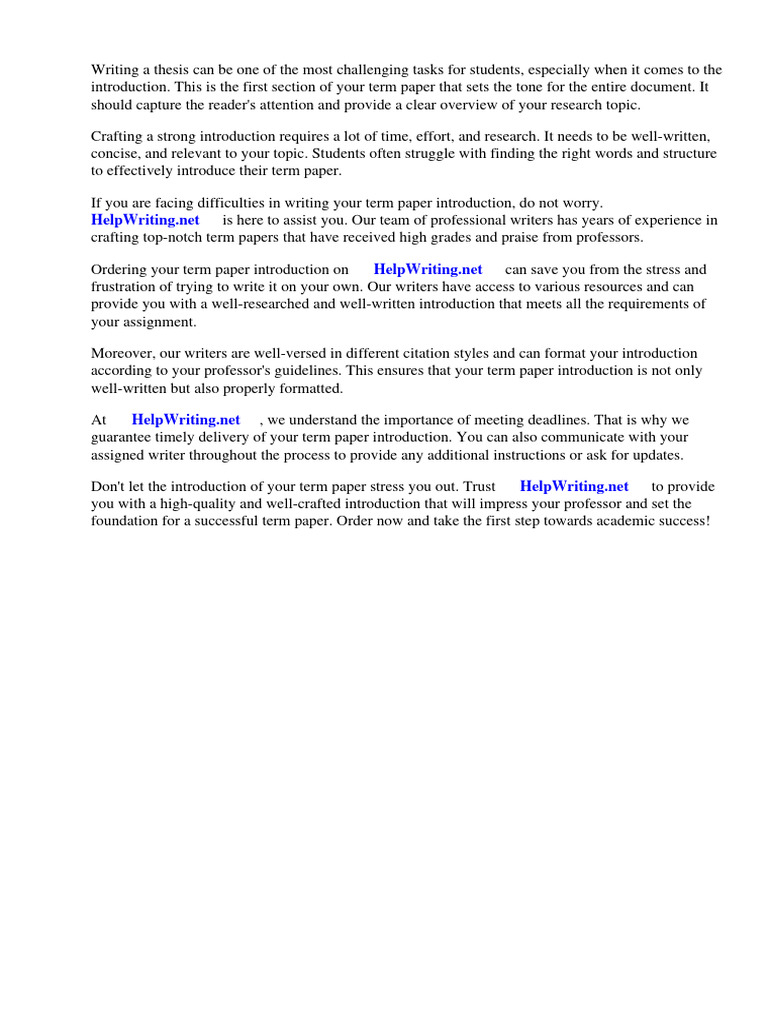 Introduction of Term Paper Example | PDF | Apa Style | Essays