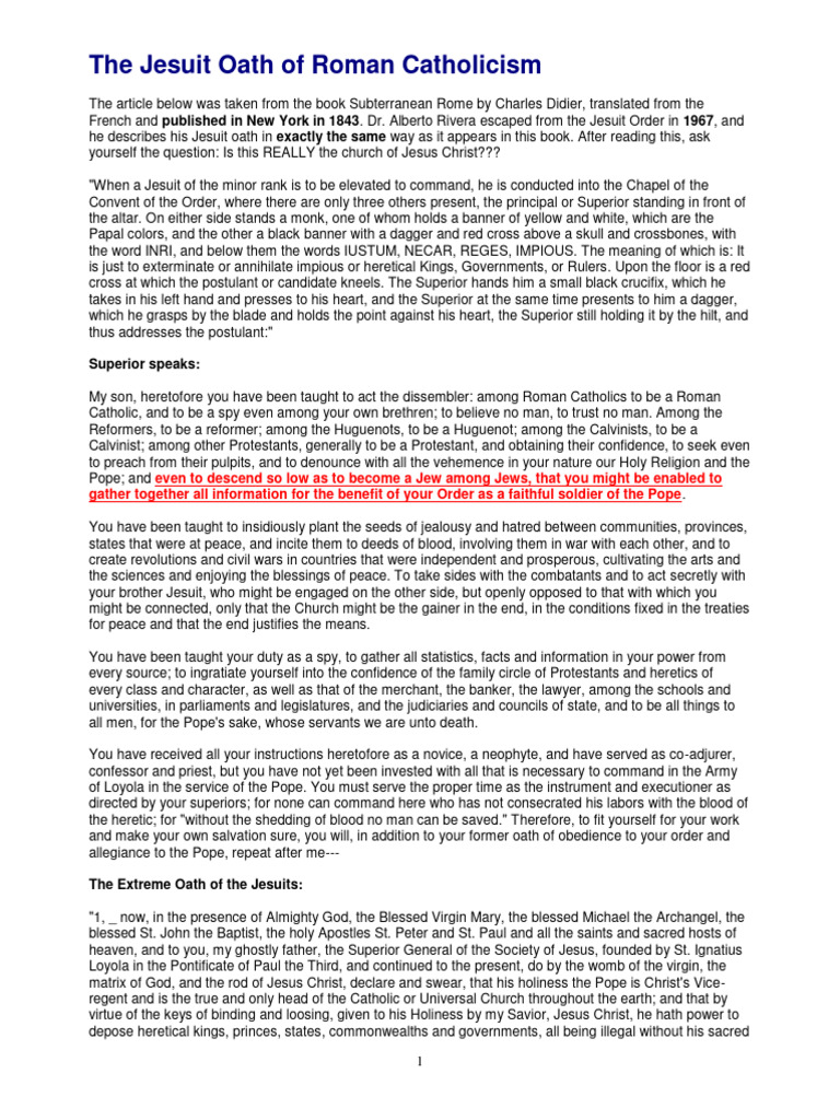 Jesuit Oath Short | PDF | Eucharist | Catholic Church
