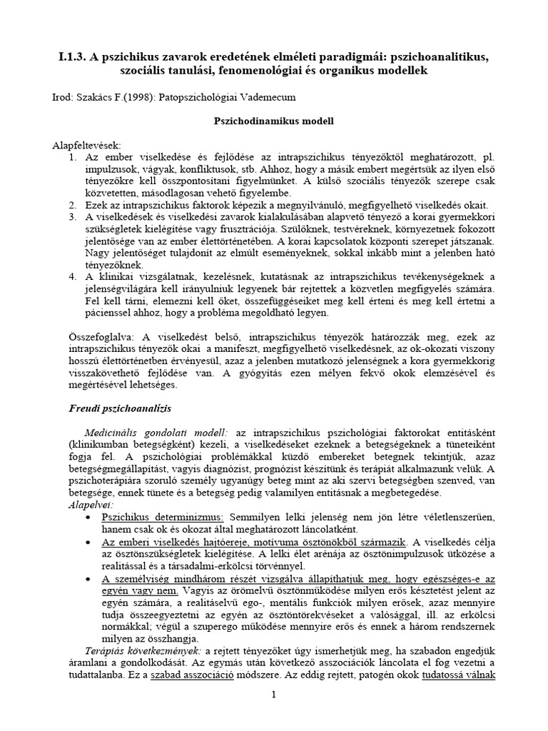 Pszichopatológia Tétel 2. | PDF