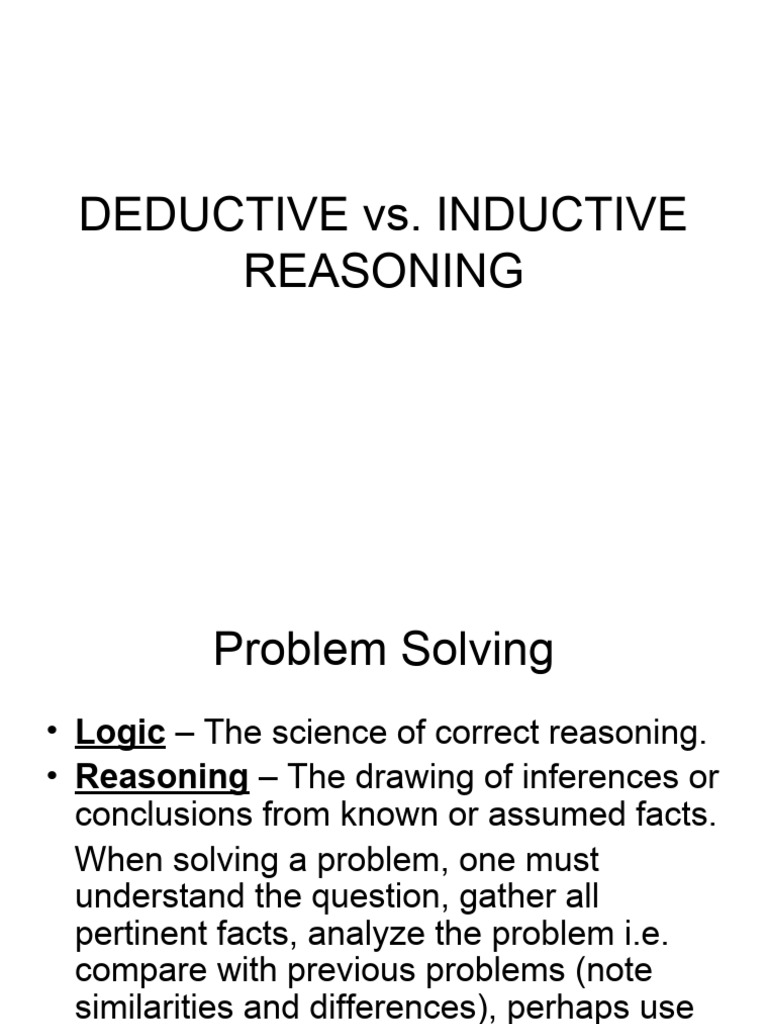 Deductive Vs Inductive | PDF | Deductive Reasoning | Argument
