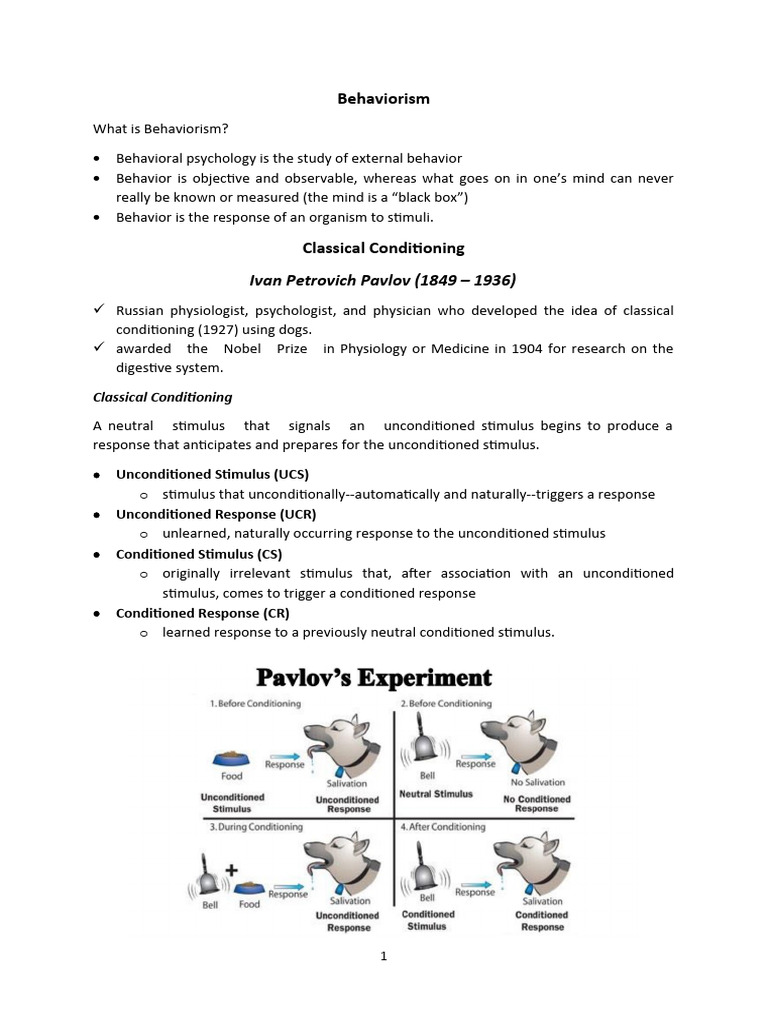 Behaviorism | PDF | Classical Conditioning | Reinforcement