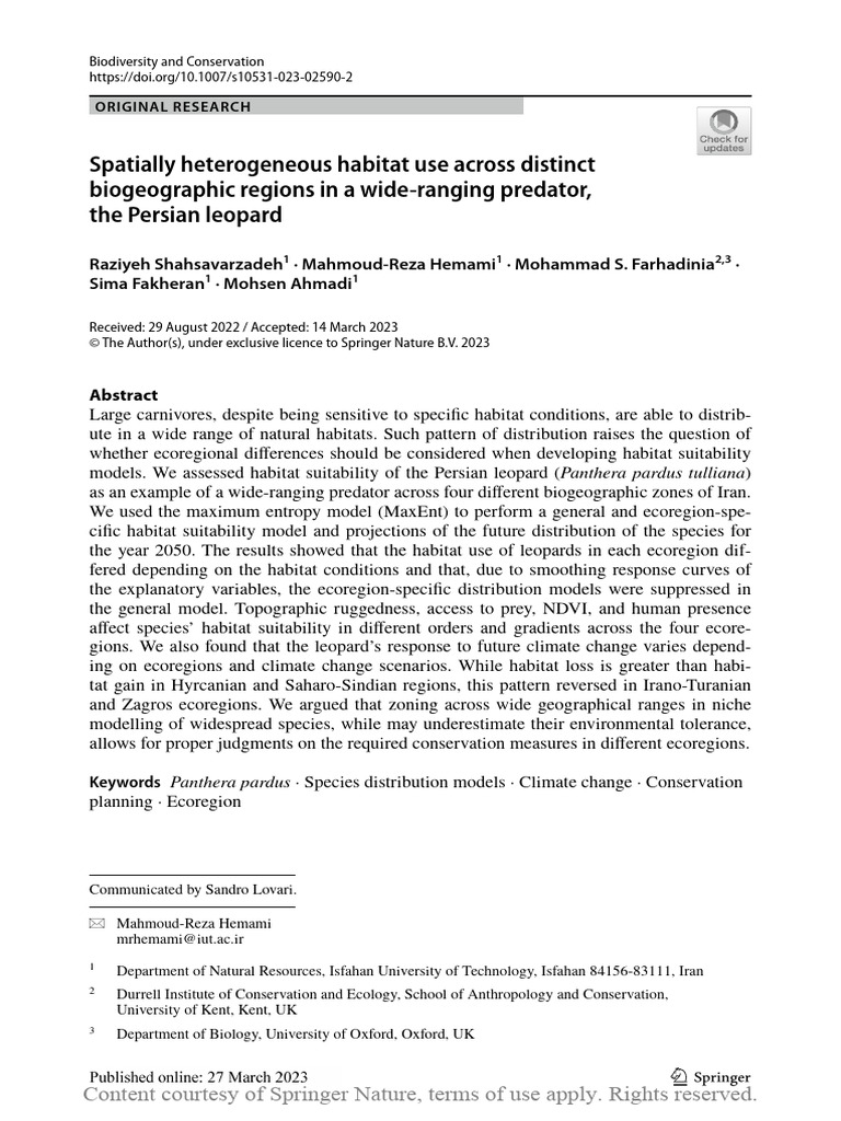 Spatially Heterogeneous Habitat Use Across Distinc | PDF | Climate ...