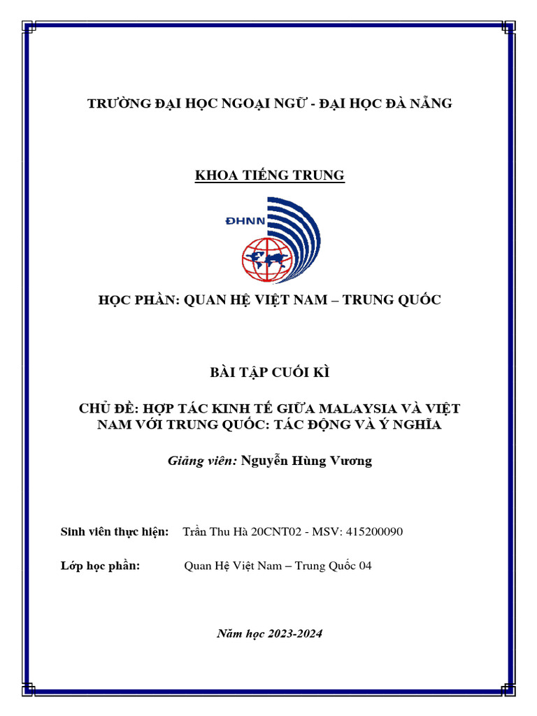 Tiểu Luận Ck- Quan Hệ Vn-tq | PDF