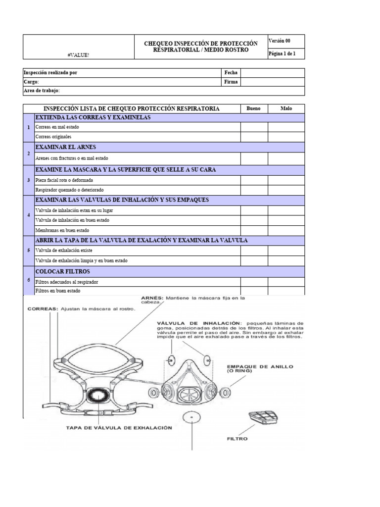 Check List de Protección Respiratoria FULLFACE | PDF | Respiración ...