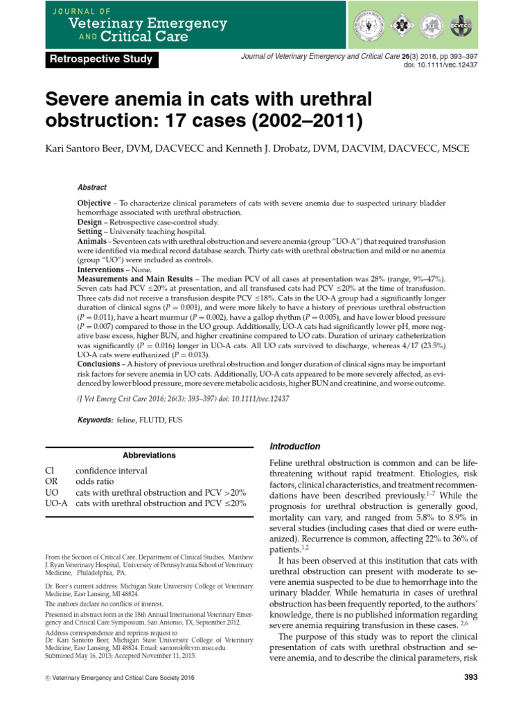 Anemia Severa en Felinos M.V. Javier Mouly | PDF | Anemia | Blood ...