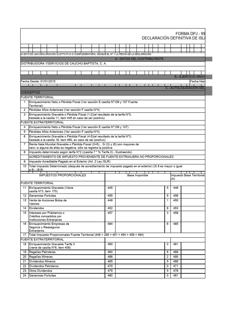 Forma DPJ 99026 Declaracion Definitiva D | PDF | Dividendo | Economias