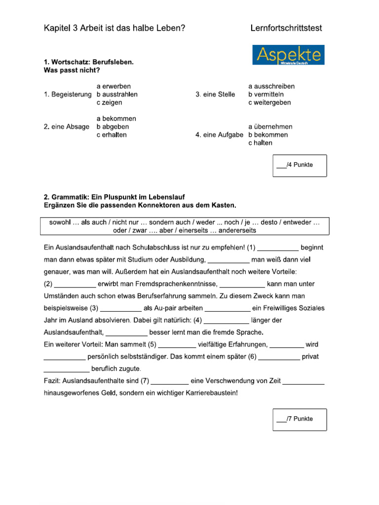 Aspekte Neu b2 Test 3 | PDF