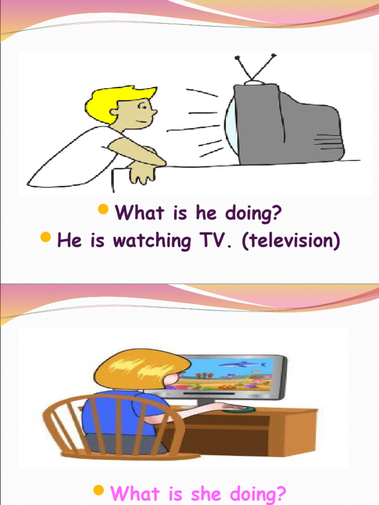 Present Continuous Powerpoint Flashcards | PDF