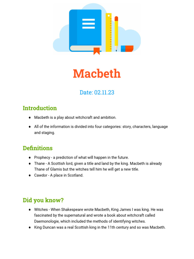 Macbeth - Level 1 | PDF