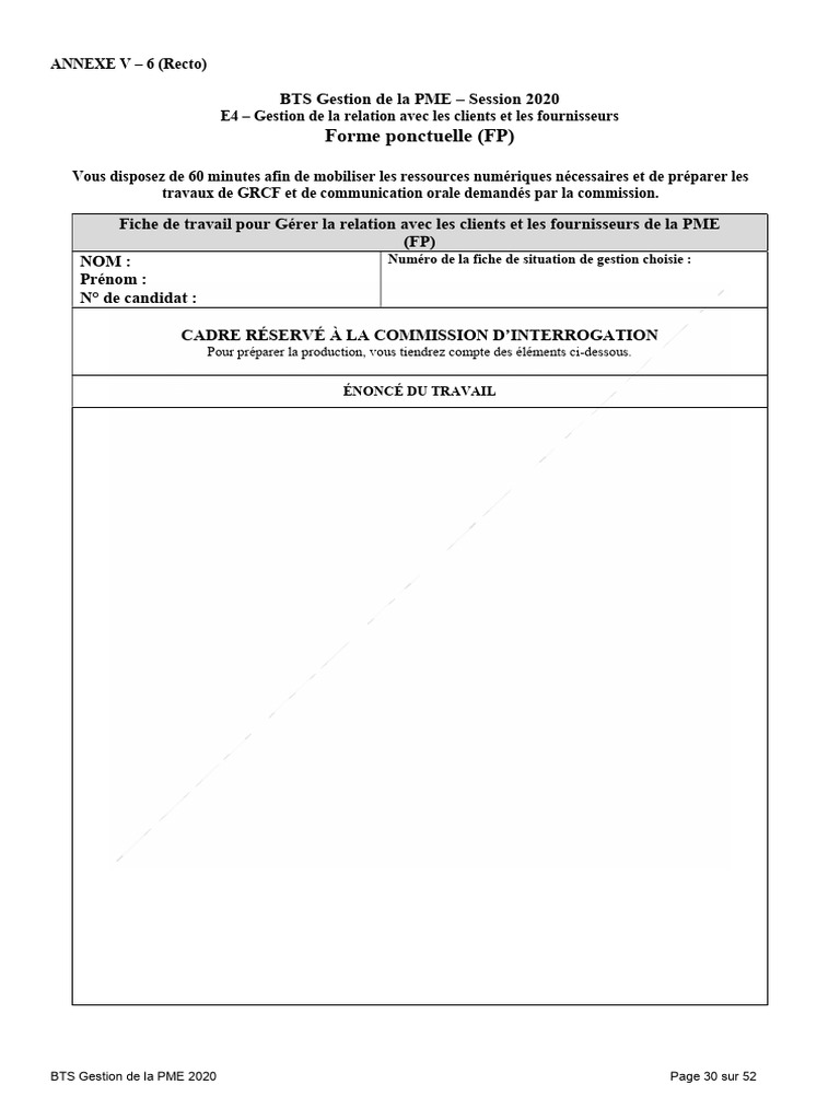 Fiche de travail GRCF BTS PME 2020 | PDF