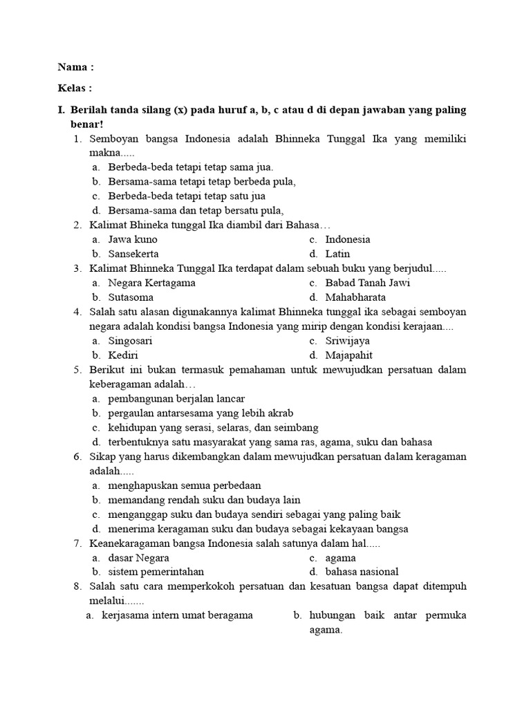 Soal Les PKN Kelas 4 | PDF | Ilmu Sosial