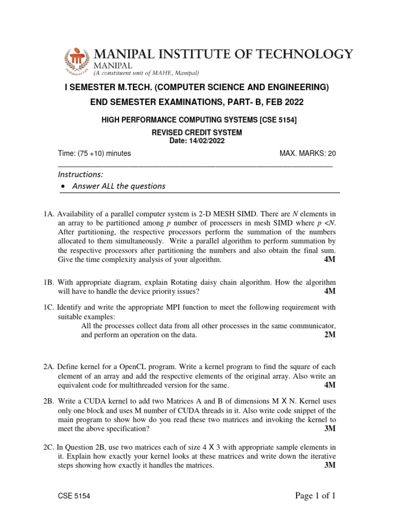 High Performance Computing System (CSE 5154) RCS | PDF | Computing ...