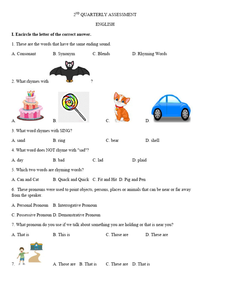 2nd Quarterly Assessment English 1 | PDF