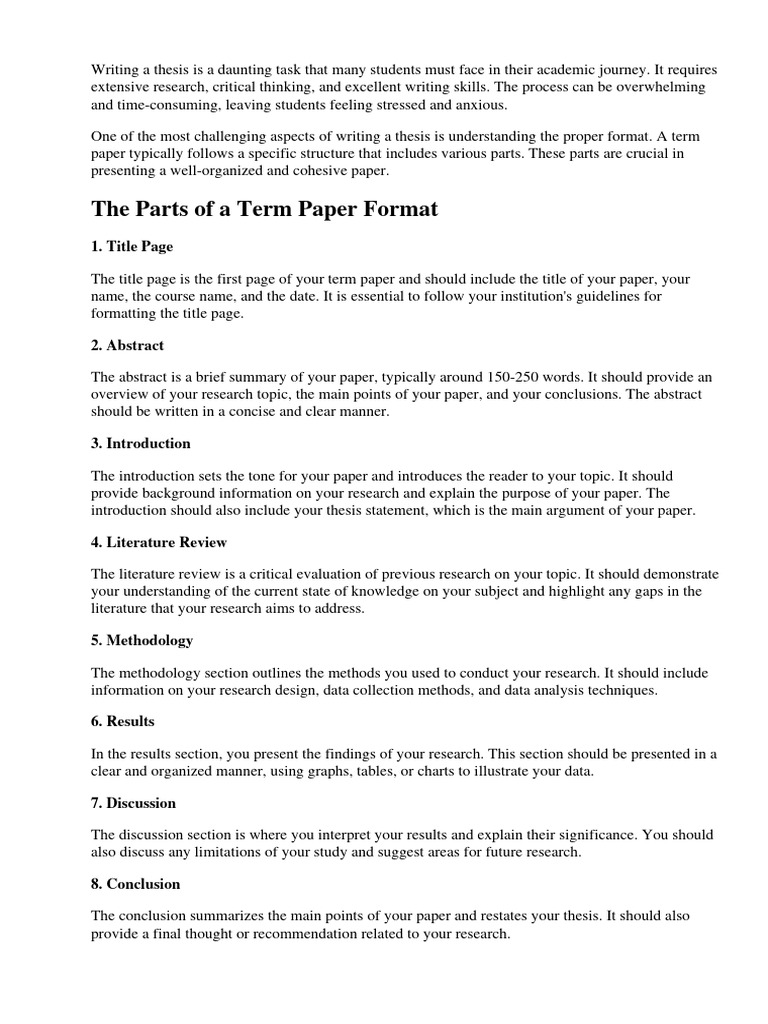 Parts of Term Paper Format | PDF | Critical Thinking | Methodology